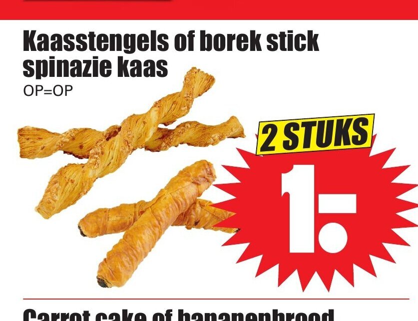Kaasstengels of Borek Stick Spinazie Kaas 2 stuks aanbieding bij Dirk