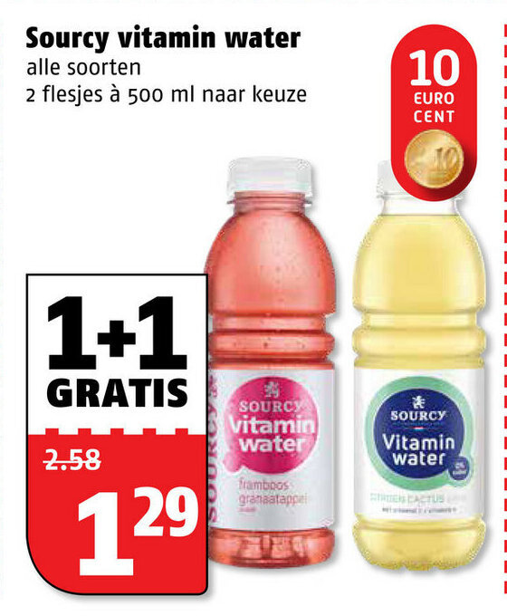 Sourcy vitamin water 500ml aanbieding bij Poiesz