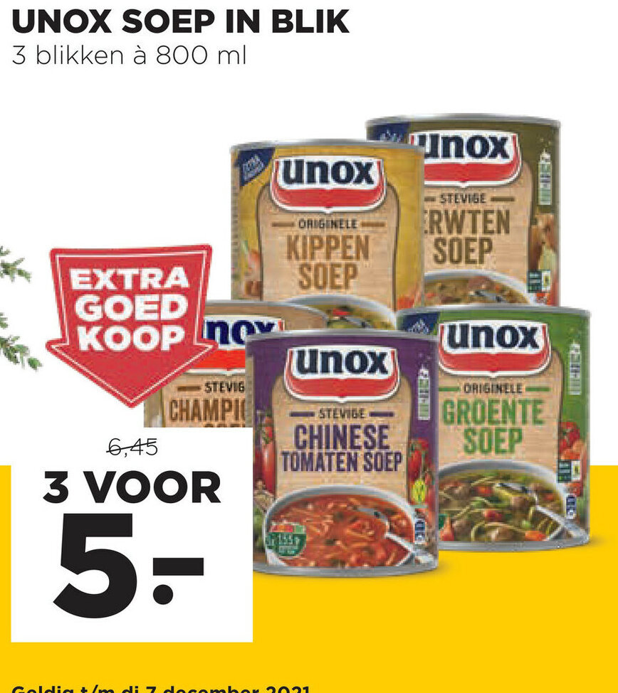 Unox Soep in blik 3*800ml aanbieding bij Jumbo