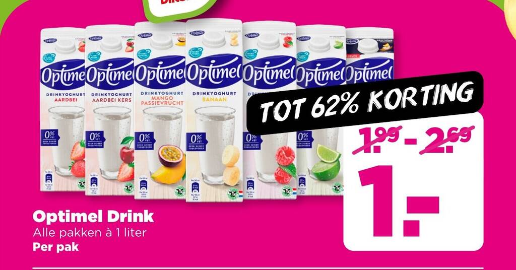 Optimel drink 1 liter aanbieding bij PLUS