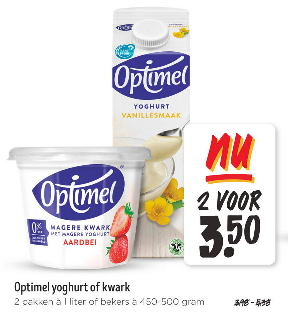 Optimel yoghurt of kwark 450 - 500 gram aanbieding bij Jumbo