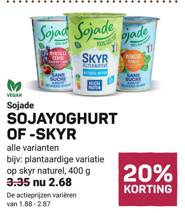 Sojayoghurt of skyr 400 g aanbieding bij Ekoplaza