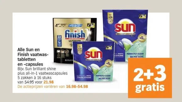 Alle Sun en Finish vaatwas- tabletten en -capsules aanbieding bij ...