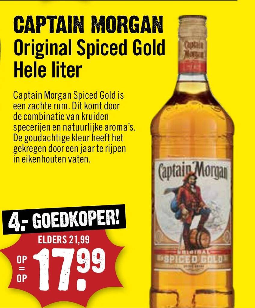 Captain morgan 1 liter aanbieding bij Dirck 3