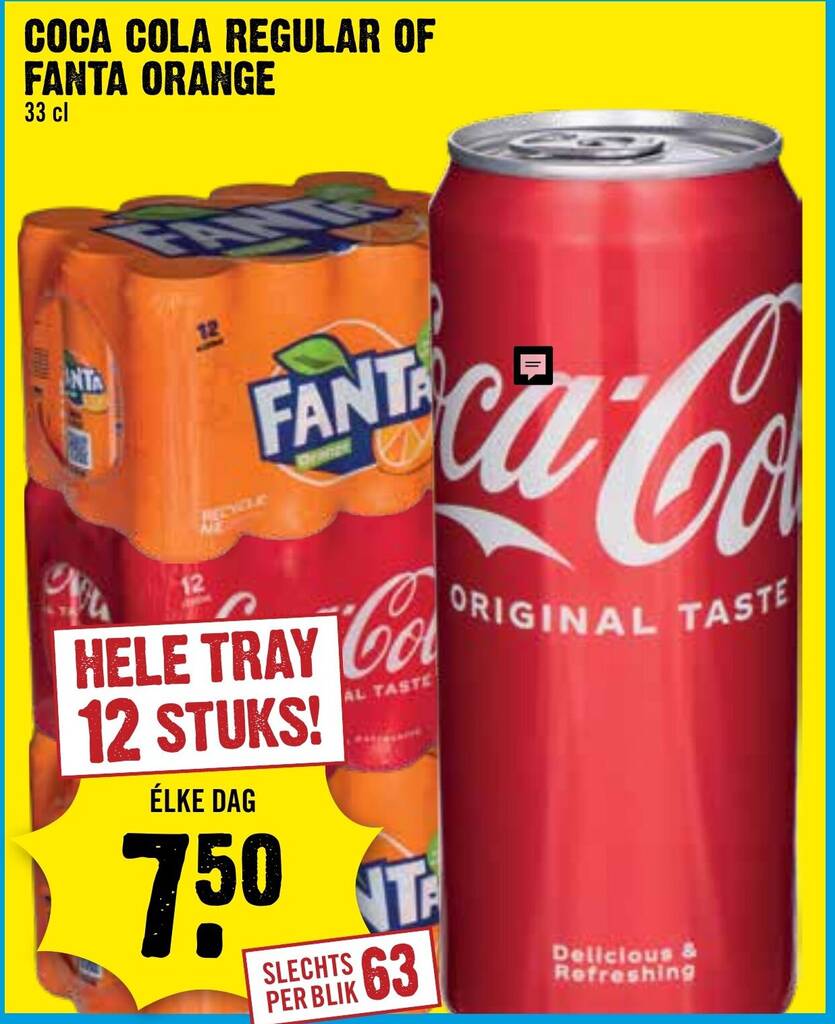 Coca cola regular of fanta orange 33 cl aanbieding bij Dirck 3