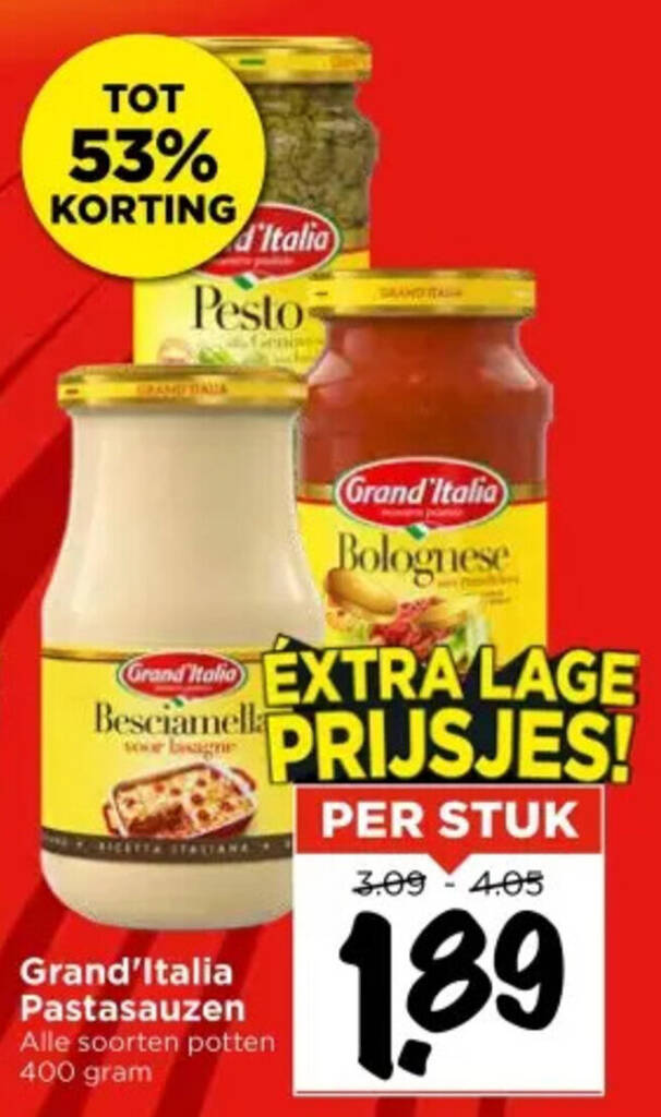 Grand'Italia Pastasauzen 400 g aanbieding bij Vomar Voordeelmarkt ...