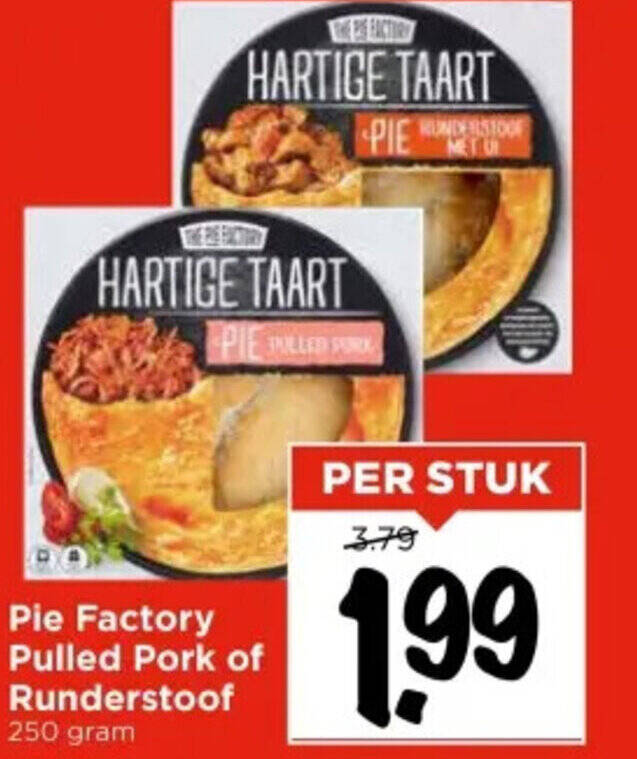 Pie Factory Pulled Pork of Runderstoof 250 g aanbieding bij Vomar ...