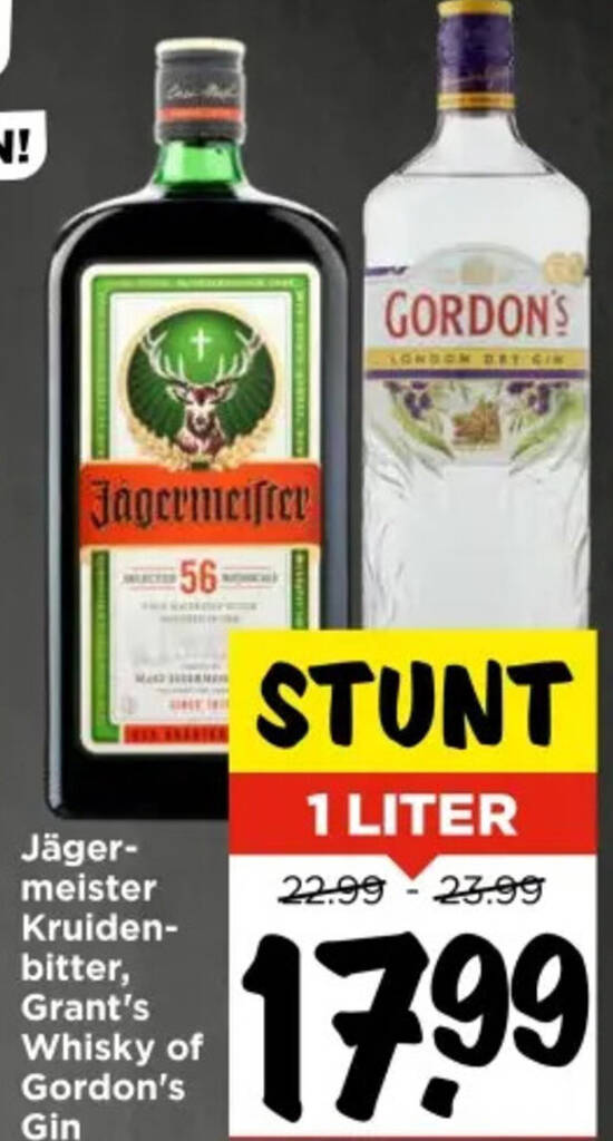 Jäger meister Kruiden bitter, Grant's Whisky of Gordon's Gin 1 L ...