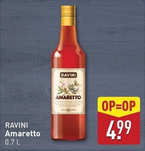 Ravini amaretto 0.7 liter aanbieding bij ALDI