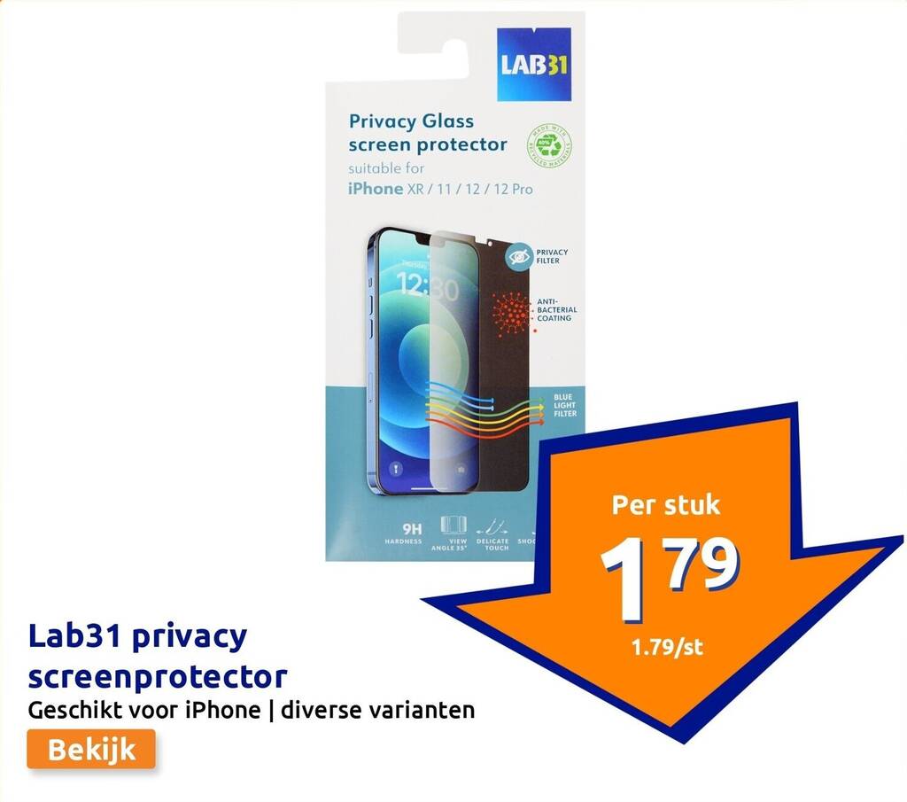 Lab31 privacy screenprotector aanbieding bij Action