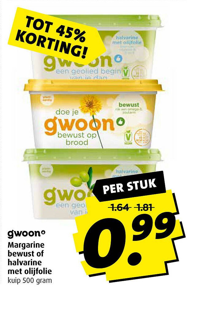 Margarine bewust of halvarine met olijfolie aanbieding bij Boni