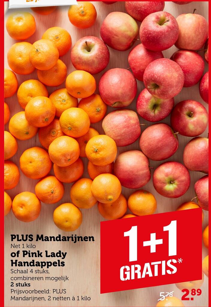 Plus mandarijnen of Pink Lady Handappels 1 kg 1+1 GRATIS aanbieding bij ...