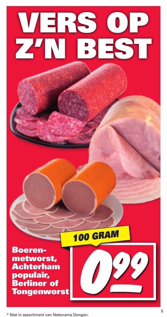 Boerenmetworst, Achterham Populair, Berliner if Tongenworst 100 gram ...