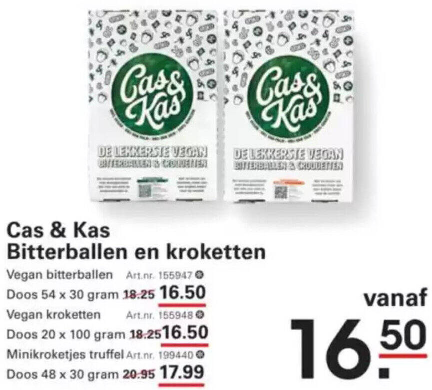 Cas & Kas Bitterballen en kroketten 30 gram aanbieding bij Sligro