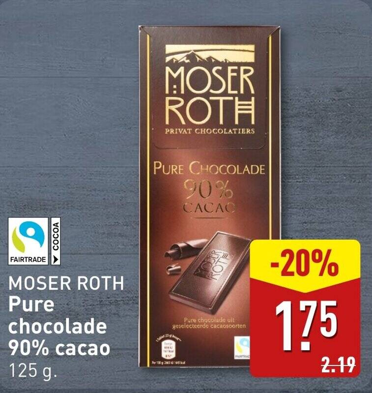 MOSER ROTH Pure chocolade 90% cacao 125 g aanbieding bij ALDI