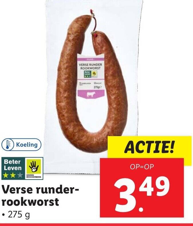 Verse runder rookworst 275 g aanbieding bij Lidl