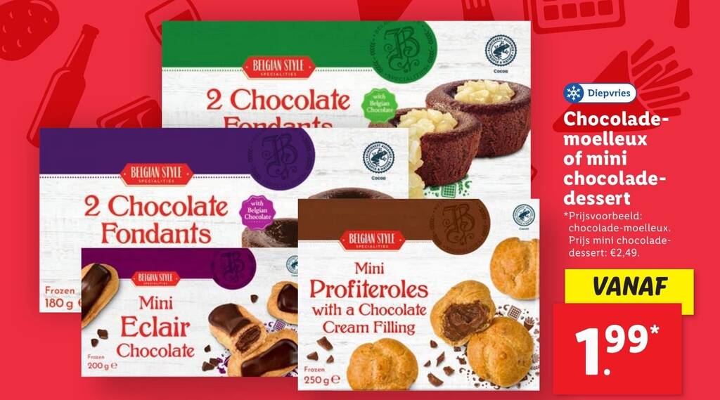 Chocolade moelleux of mini chocolade dessert aanbieding bij Lidl