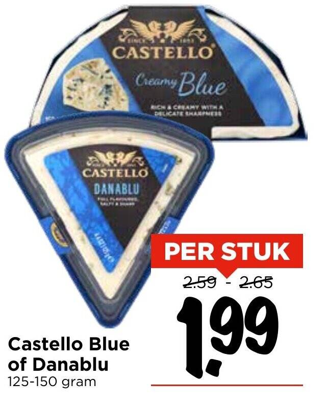 Castello Blue of Danablu 125-150 g. aanbieding bij Vomar Voordeelmarkt