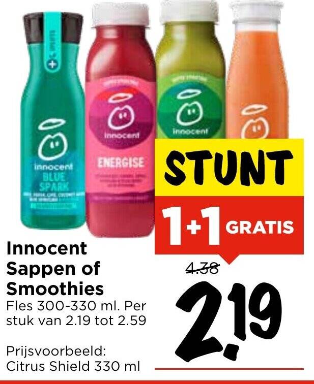 Innocent Sappen of Smoothies 300 - 330 ml 1+1 GRATIS aanbieding bij ...