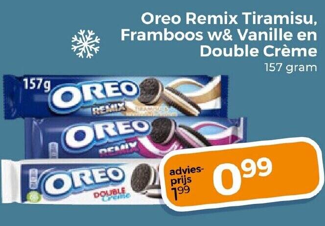 Oreo Remix Tiramisu, Framboos w& Vanille en Double Crème 157-g ...