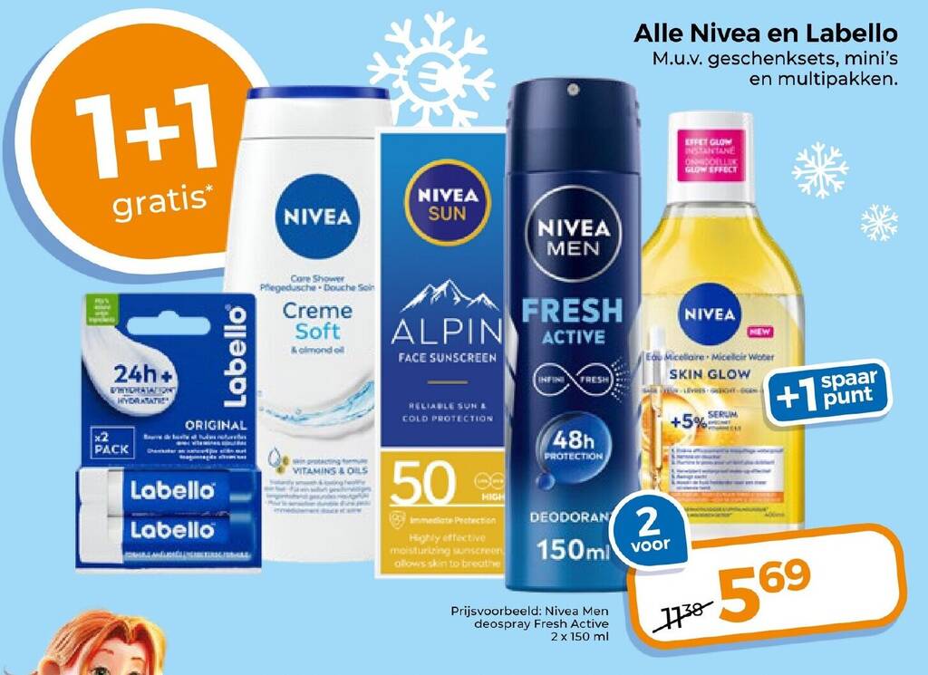Alle Nivea en Labello 1+1 gratis aanbieding bij Trekpleister