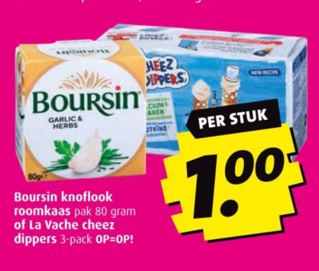 Boursin knoflook roomkaas pak 80 gram of La Vache cheez dippers 3-pack ...