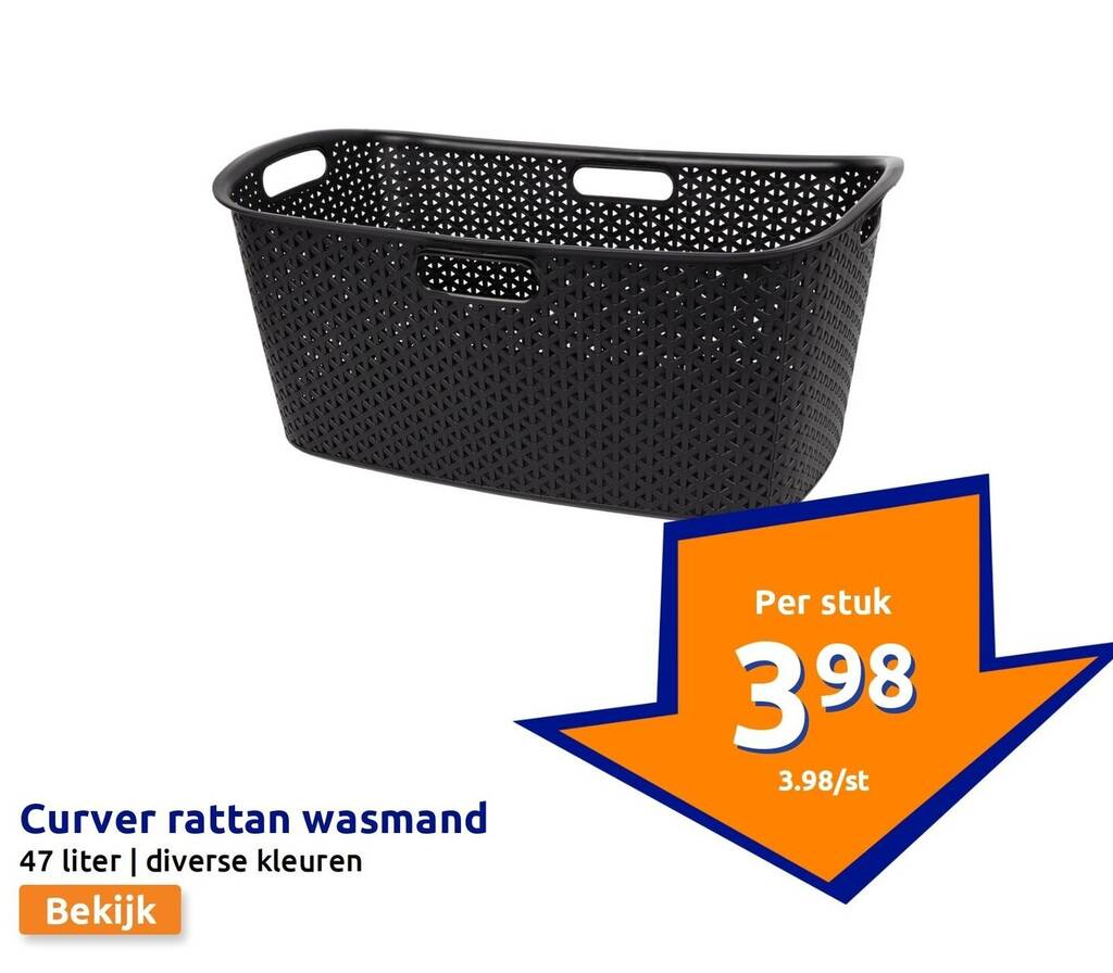 Curver rattan wasmand 47 liter aanbieding bij Action € 3,98