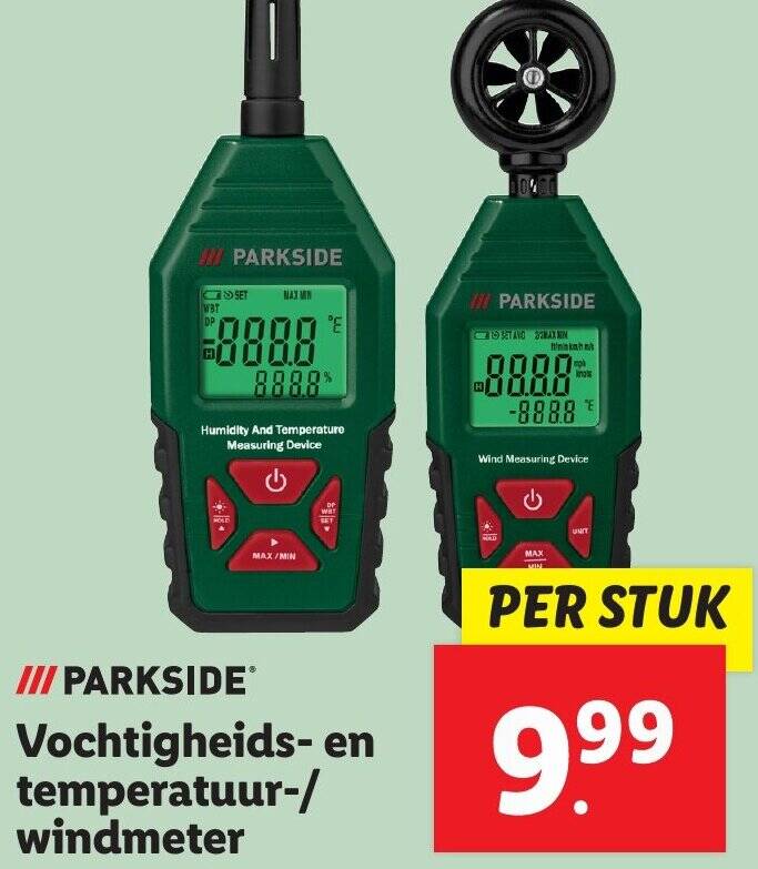 PARKSIDE Vochtigheids en temperatuur-/ windmeter aanbieding bij Lidl