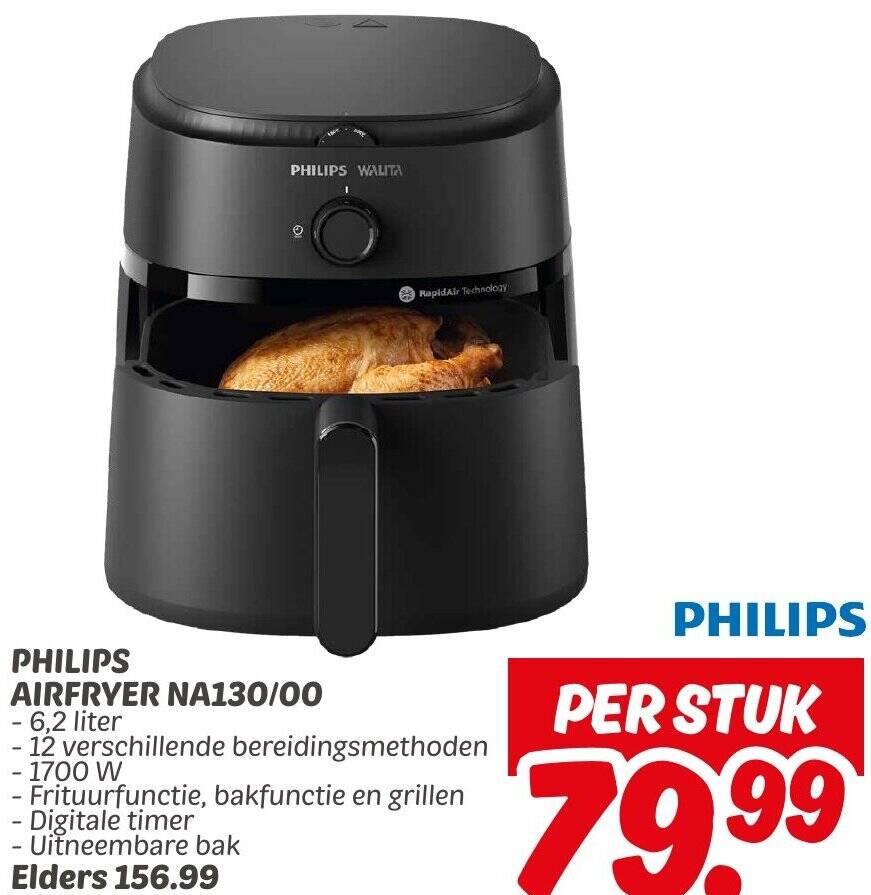 Philips airfryer NA130/00 aanbieding bij Dekamarkt