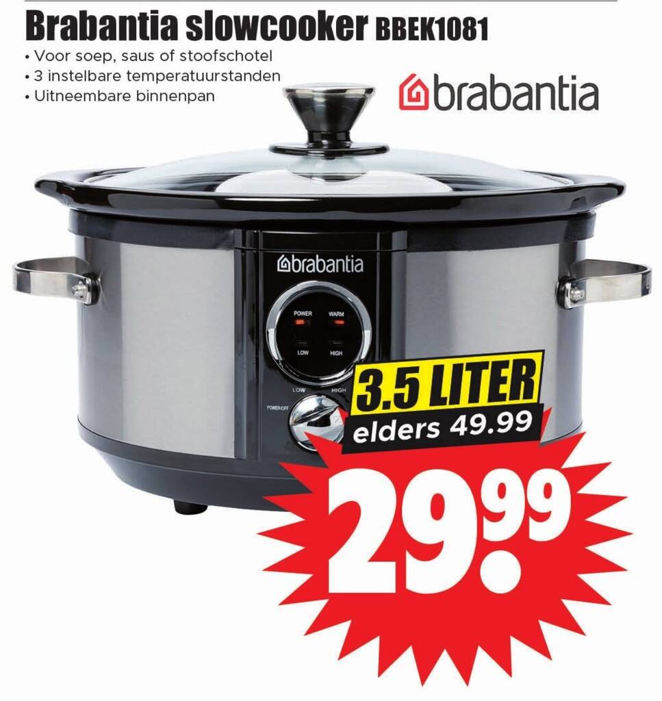 Brabantia slowcooker BBEK1081 3,5 liter aanbieding bij Dirk