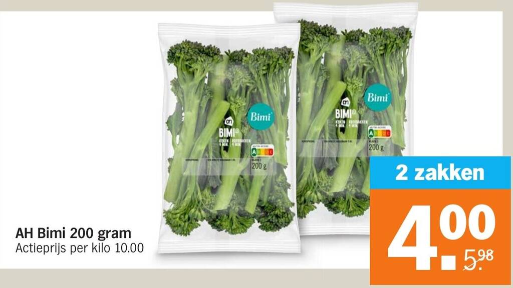 AH Bimi 200 gram aanbieding bij Albert Heijn € 4,00