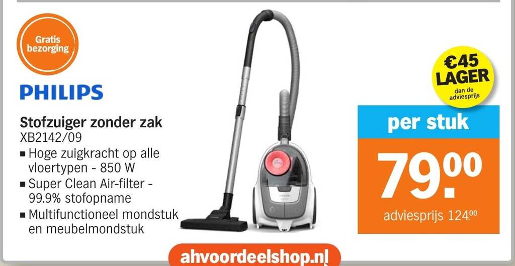 PHILIPS Stofzuiger zonder zak aanbieding bij Albert Heijn