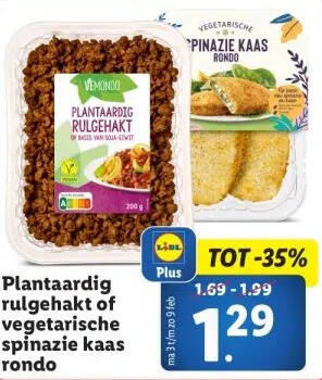 Plantaardig rulgehakt of vegetarische spinazie kaas rondo aanbieding ...