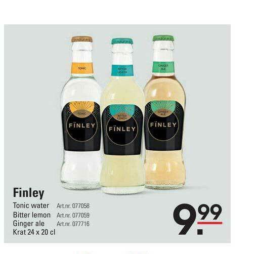 Finley Tonic Water, Bitter Lemon Of Ginger Ale aanbieding bij Sligro