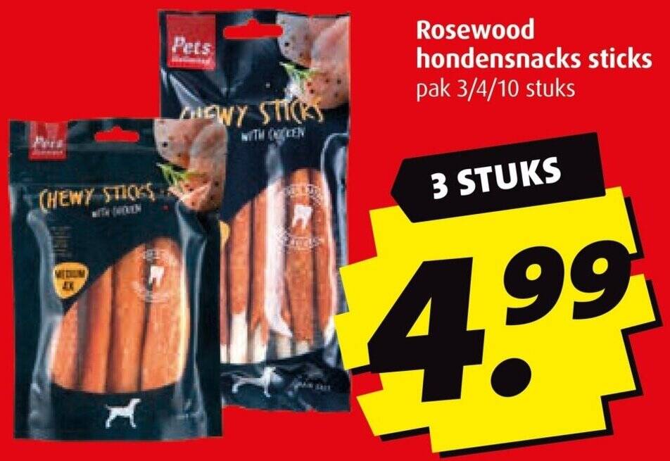 Rosewood hondensnacks sticks aanbieding bij Boni