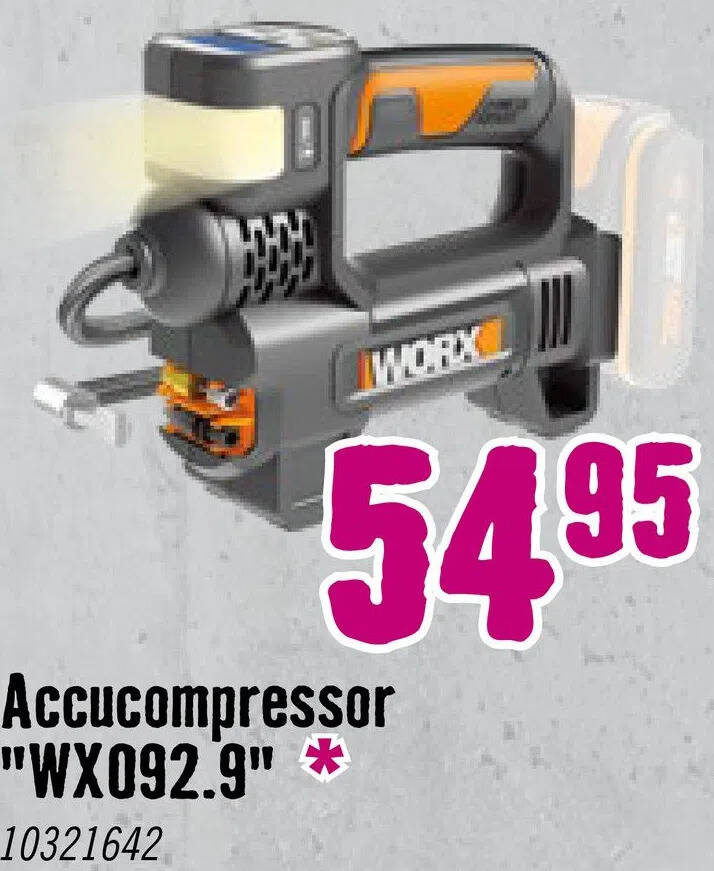 WORX Accu compressor WX092.9 (zonder accu) aanbieding bij Hornbach