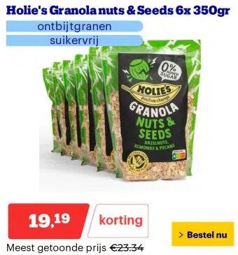 Holie's Granola nuts & Seeds 6x 350 g aanbieding bij Bol.com