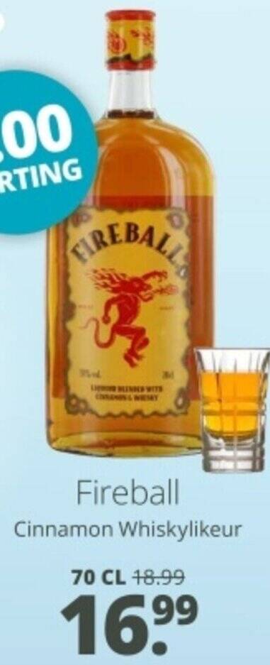 Fireball Cinnamon Whiskylikeur 70 cl aanbieding bij Mitra