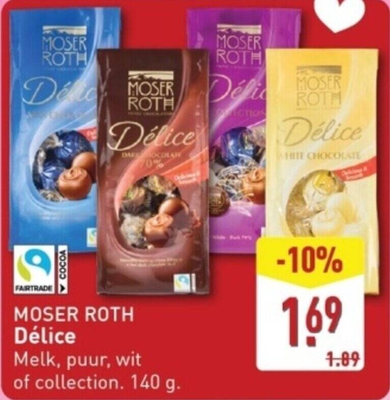 Moser roth délice 140 g aanbieding bij ALDI
