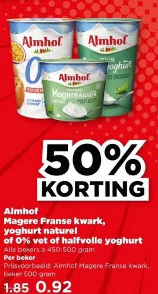 Almhof Magere Franse kwark, yoghurt naturel of 0% vet of halfvolle ...