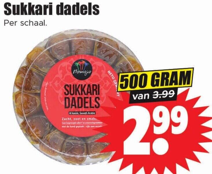 Sukkari dadels 500 gram aanbieding bij Dirk