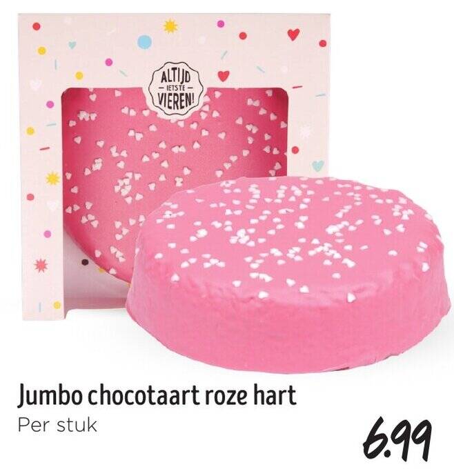 Jumbo chocotaart roze hart aanbieding bij Jumbo