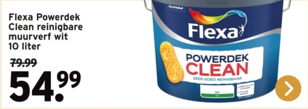 Flexa Powerdek Clean reinigbare muurverf wit 10 liter aanbieding bij ...