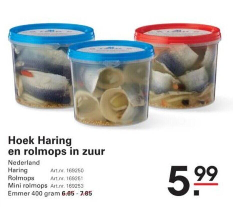Hoek Haring en rolmops in zuur aanbieding bij Sligro