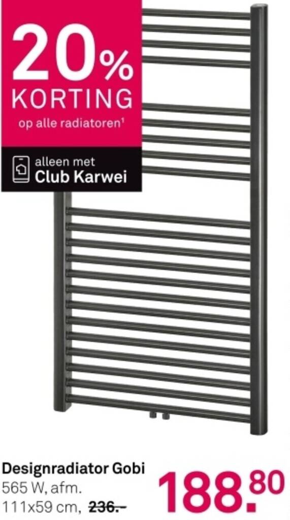Designradiator Gobi 111 x 59 cm aanbieding bij Karwei