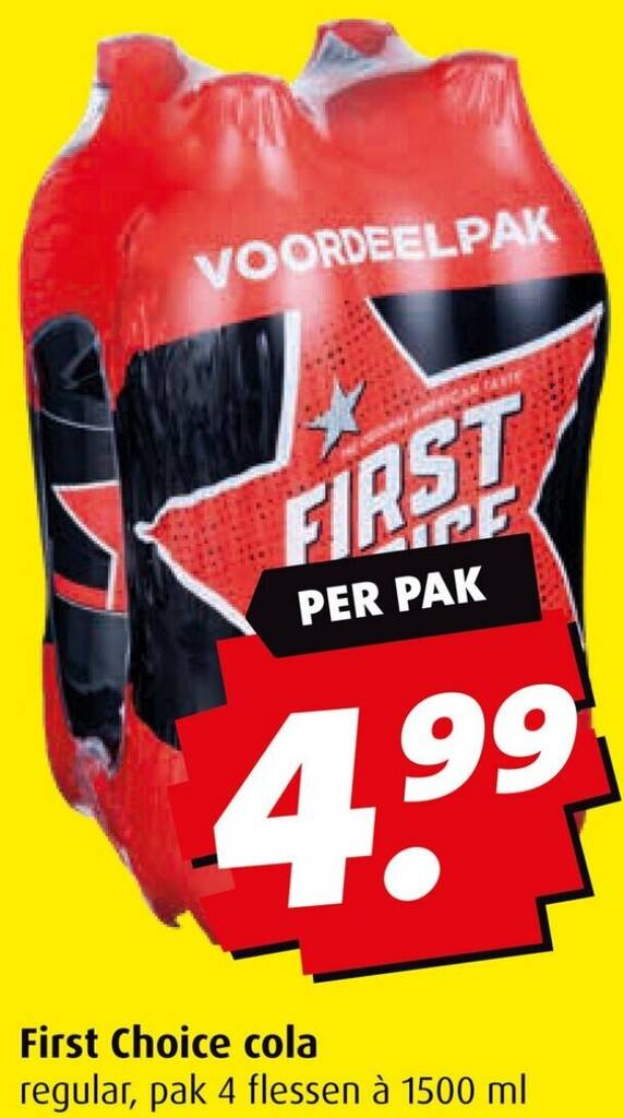 First Choice cola regular 1500 ml aanbieding bij Boni