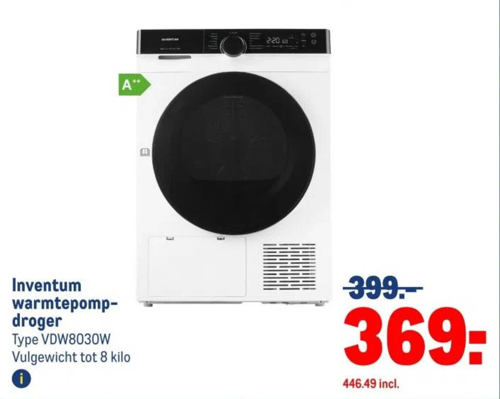 Inventum warmtepomp droger 8 kg aanbieding bij Makro