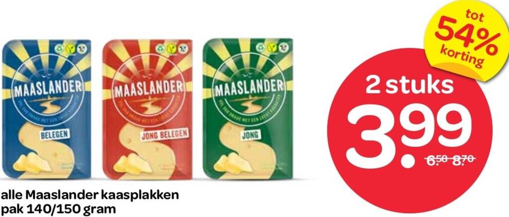 Alle Maaslander kaasplakken 140-150 g aanbieding bij Spar