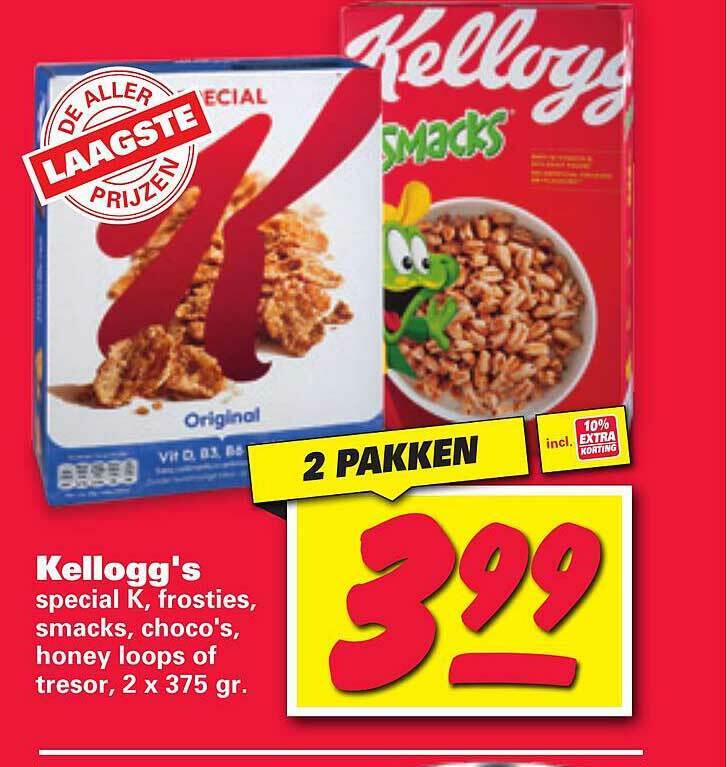 Kellogg's Special K, Frosties, Smacks, Choco's, Honey Loops Of Tresor ...