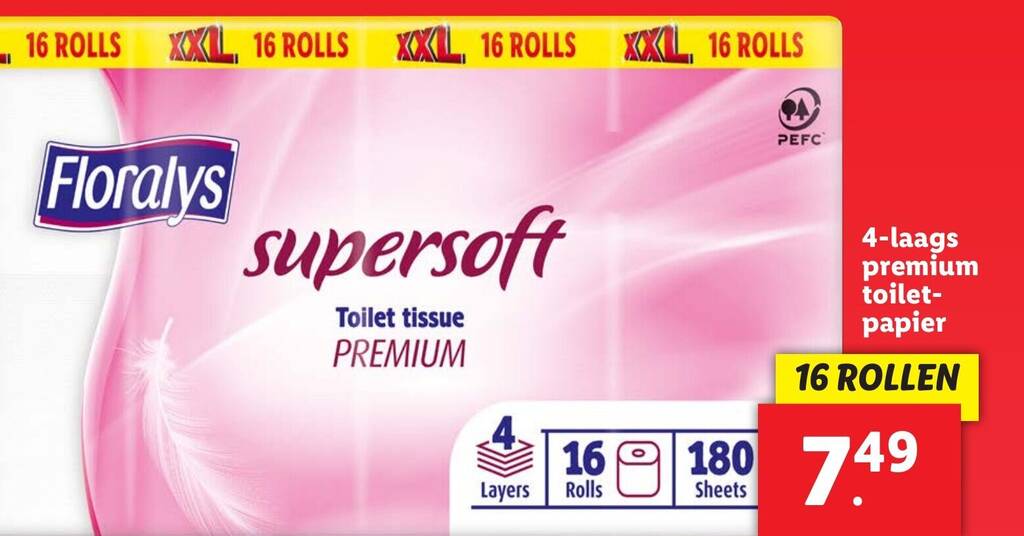 4-laags premium toilet papier aanbieding bij Lidl